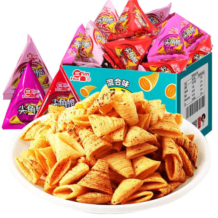 Sharp-cornered crispy rice horns crispy triangular crispy snacks snack ...