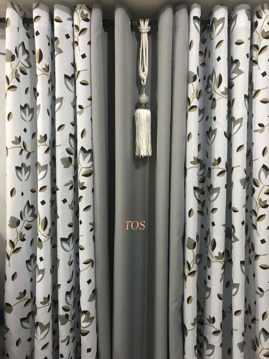 MID YEAR SALE (Cup Flower Design) - Cotton Curtains 3in1 Set | Lazada PH