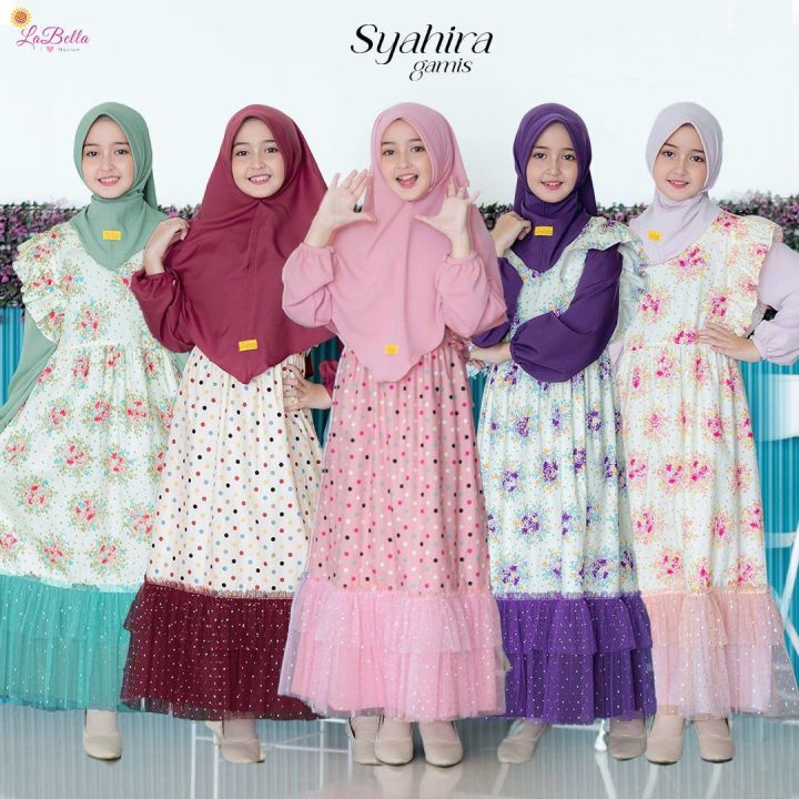 Gamis anak Murah Terbaru 2024 Viral Syahira Labella Merah Muda Set ...