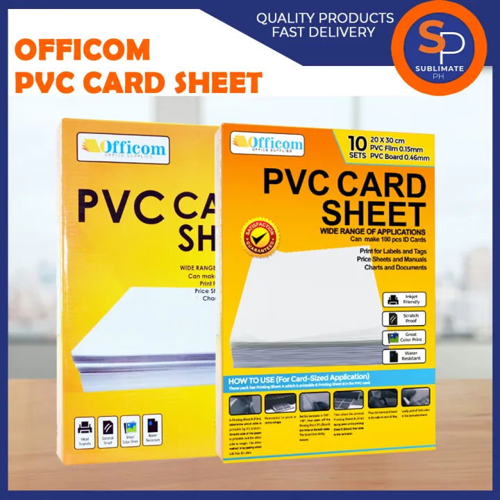 Officom PVC ID Card Sheet 50/10 PCS Sets A4 Size Printable ID Card Name ...