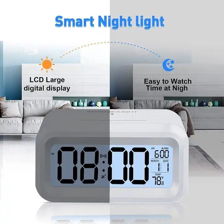 Digital Backlight LED Display Table Alarm Clock Snooze Calendar Time ...