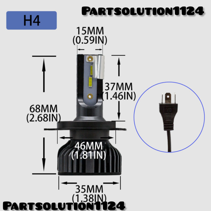 2PC 12000LM CSP CAR LED HEADLIGHT BULB H4 LED AUTO HEADLIGHT 6000K LED ...