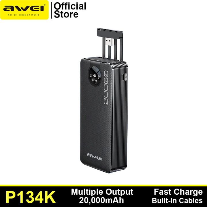 Awei P134K 20000mAh Power Bank Multiple Output with Detachable Cable ...