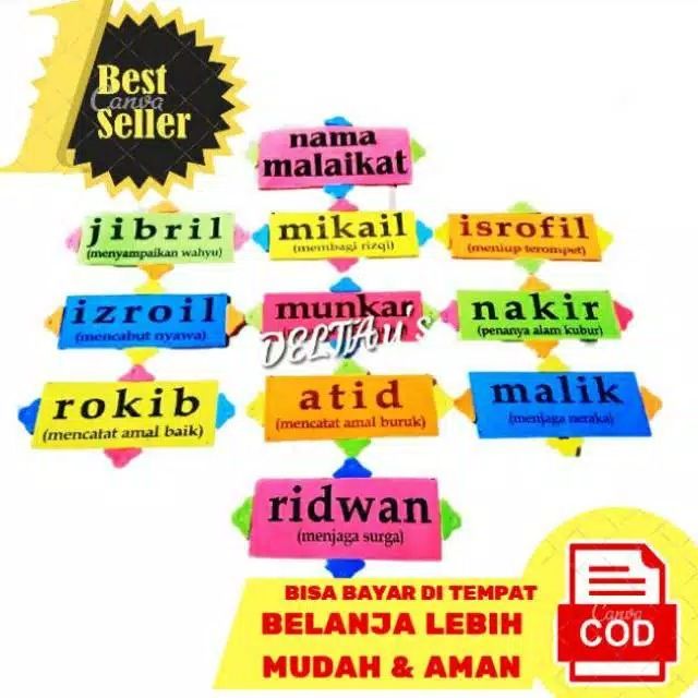 HIASAN DINDING GANTUNG NAMA NAMA MALAIKAT SPONS TEBAL EVAMET BUAT ...