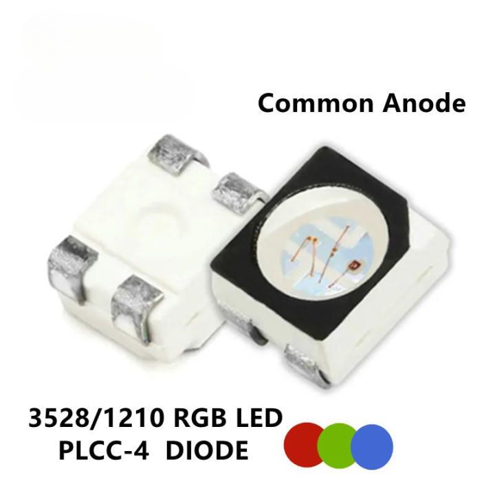 100pcs 3528 RGB POWER TOP 1210 3528 SMD SMT PLCC-2 LED Common Anode Red ...
