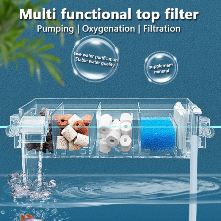 1PC Fish Tank Waterfall Filter Box Wall Mounted Built-in Silent ...