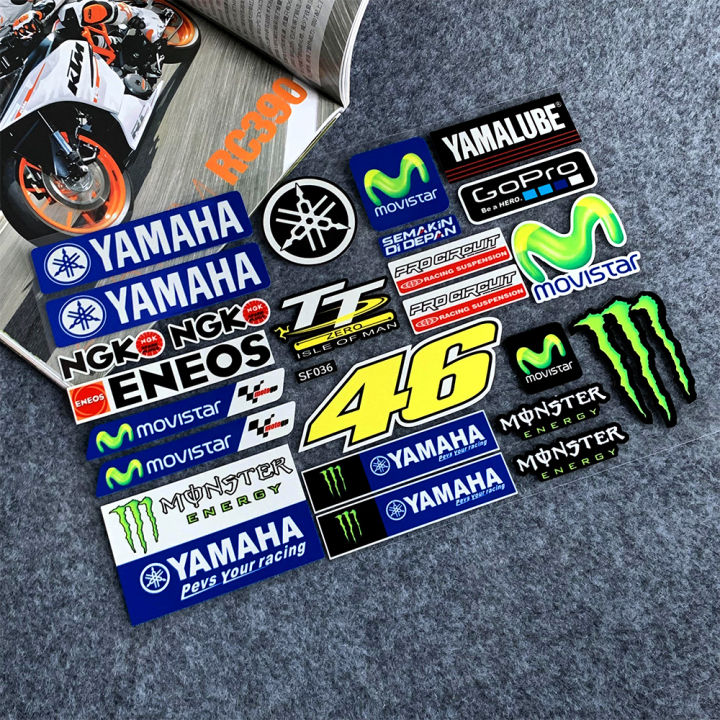 YAMAHA 46 Monster Reflective Motorcycle Accessories Sticker Decals ...