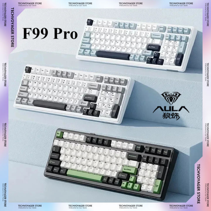 AULA F99 Pro Mechanical Keyboards 98 Keys RGB Hot Swappable 3 Mode 2.4g ...
