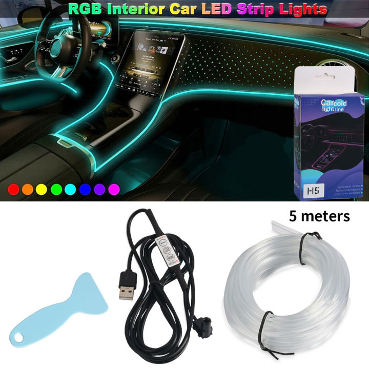 PENCL Colorful Cutable Neon Car Led Strip Light RGB USB Ambient Led ...