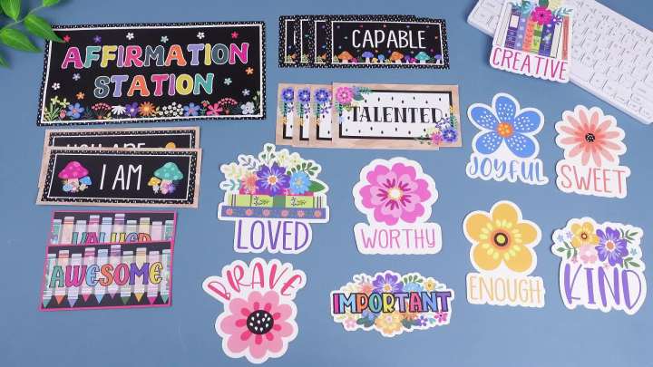 Affirmation Station Bulletin Board Set Wildflower Bulletin Board for ...