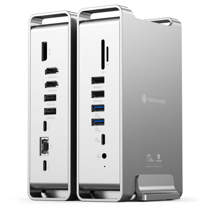 Yottamaster 15 in 1 USB C Hub DisplayLink Docking Station Dual Monitor ...