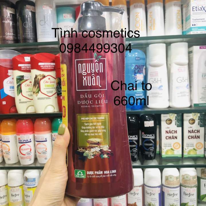 Dầu gội Nguyên Xuân Đỏ 600ml+60ml, gội dược liệu giảm gãy rụng, hỗ trợ ...