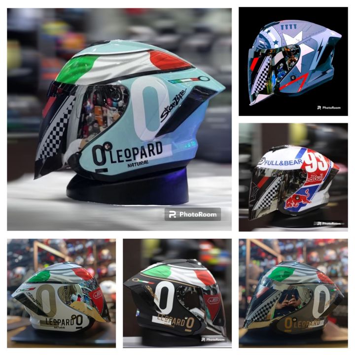 Helm JS ARMOR Motif LEOPARD BLACK DOFF Paket ganteng spoiler 3D ...