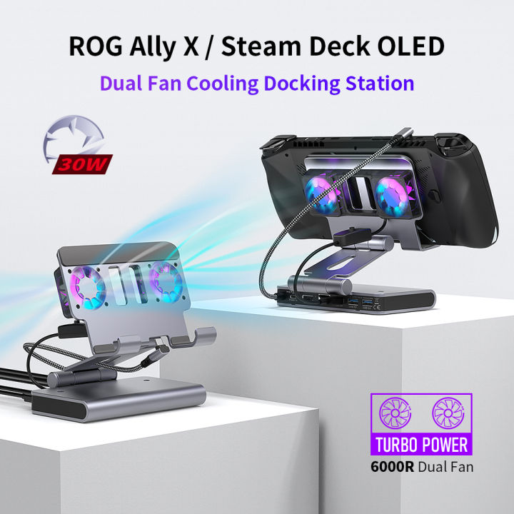 Fans Cooling Docking Station for Steam Deck OLED, ROG Ally X, Legion Go ...