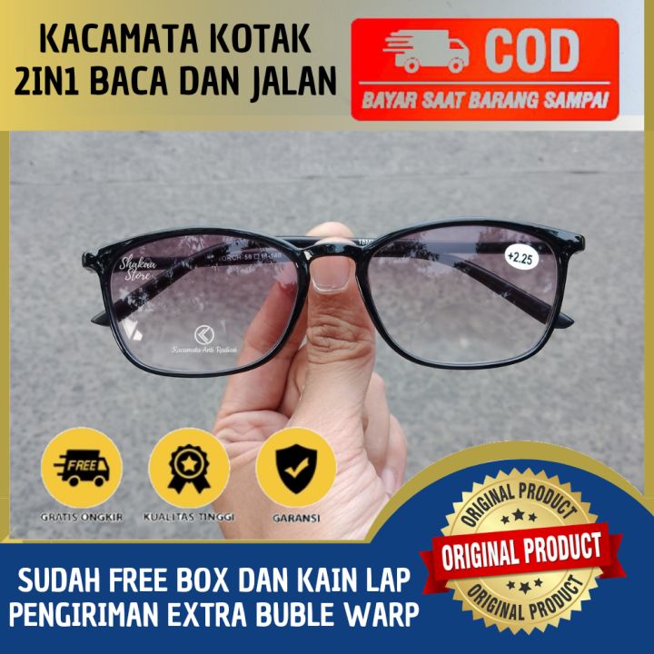 TERLARIS Kacamata Baca Dan Jalan Pria Wanita Lensa Hitam Gradien ...