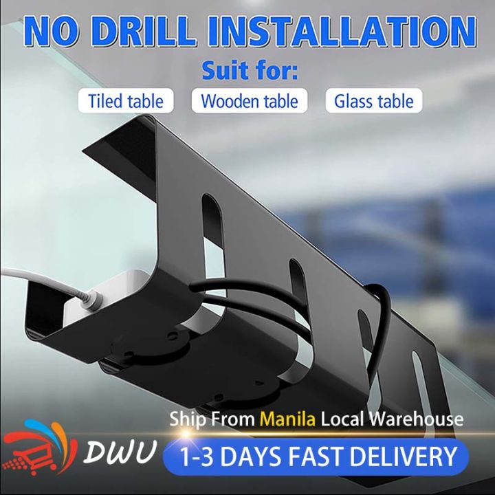 Wire Management Tray to Hide Cables Power Strips, Large Under Table ...