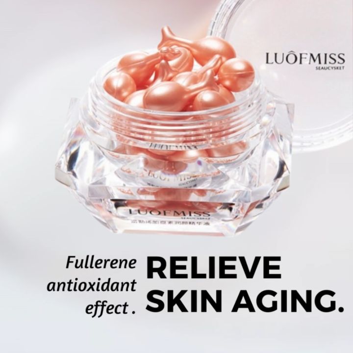 LUOFMISS Fullerene Placenta Moist Whitening Face Serum Capsule Anti ...