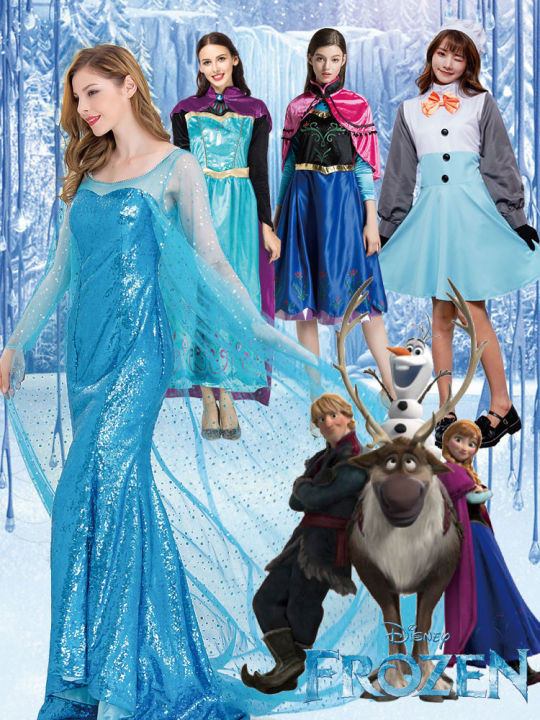 Halloween Frozen Cos Aisha Queen Anna Princess Xuebao Adult Dress ...