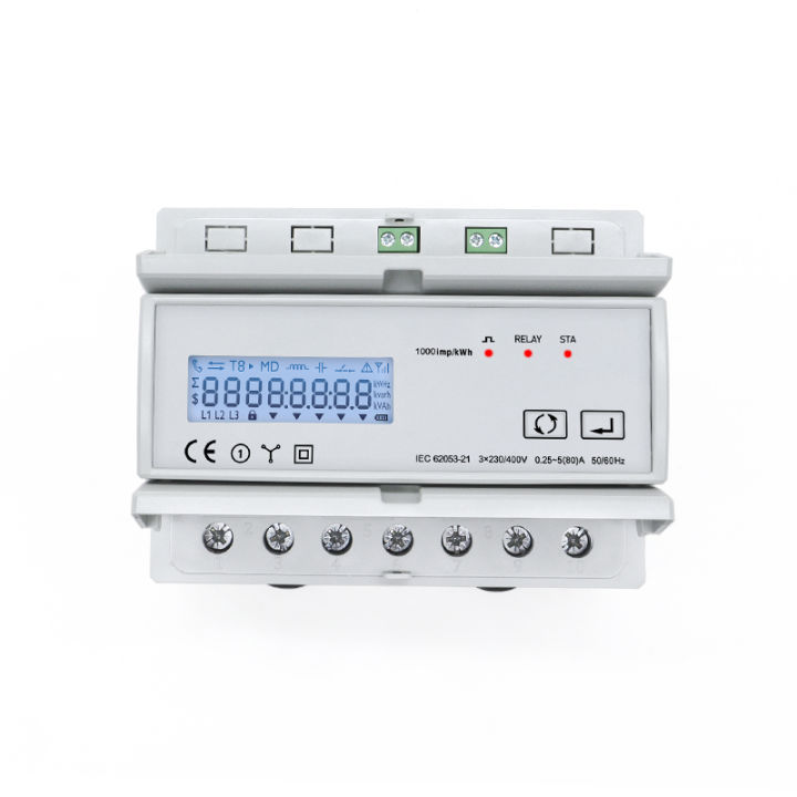 TAC7321P Prepaid Three Phase Multi-function Meter Din Rail Electric Remote kWh Meter RS485 ...