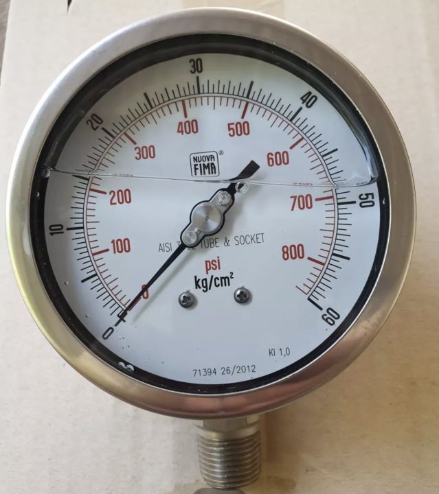 PRESSURE GAUGE "NUOVA FIMA" - หน้าปัด 4 นิ้ว เกลียว ½ นิ้ว สแตนเลส ตัว ...