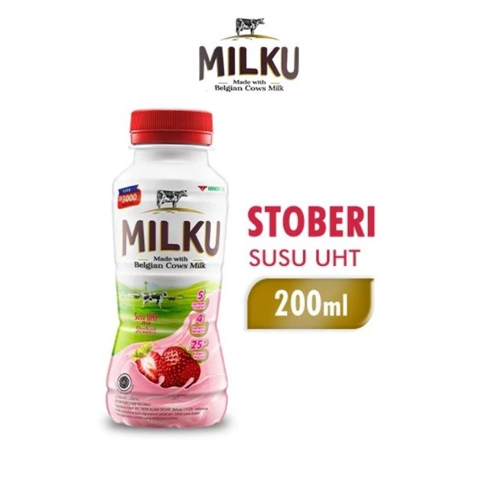 milku susu uht rasa stroberi 200ml | Lazada Indonesia