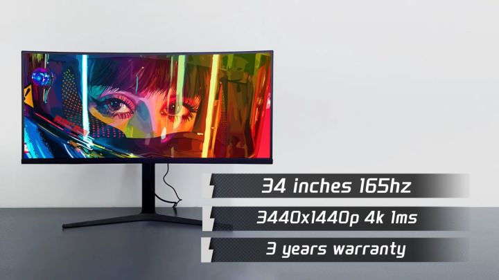 (free mouse)MVP 34inch computer monitor 4k monitor 165hz curved monitor ...