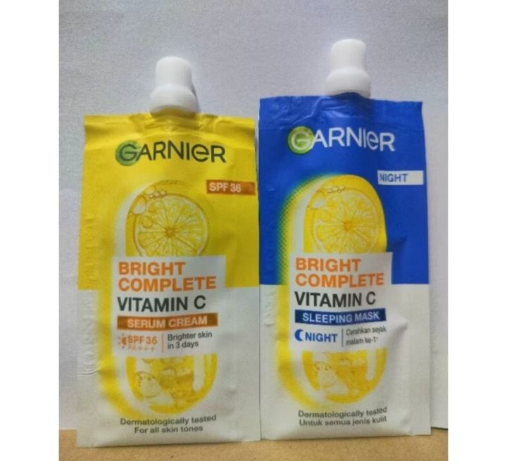 Garnier light Bright complete serum cream/sleeping night mask 7ml ...