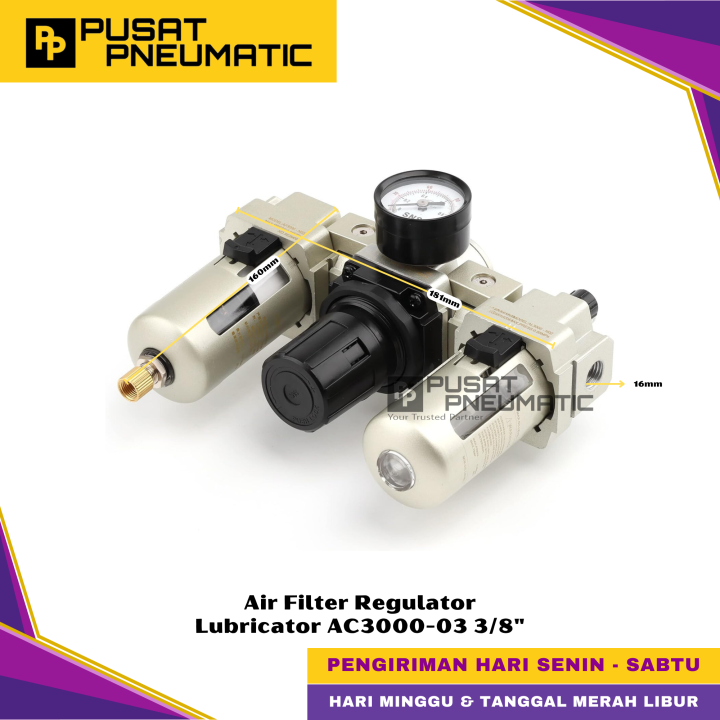 AC 3000-03 Air Service Unit Filter Regulator Lubricator Pneumatic Drat ...