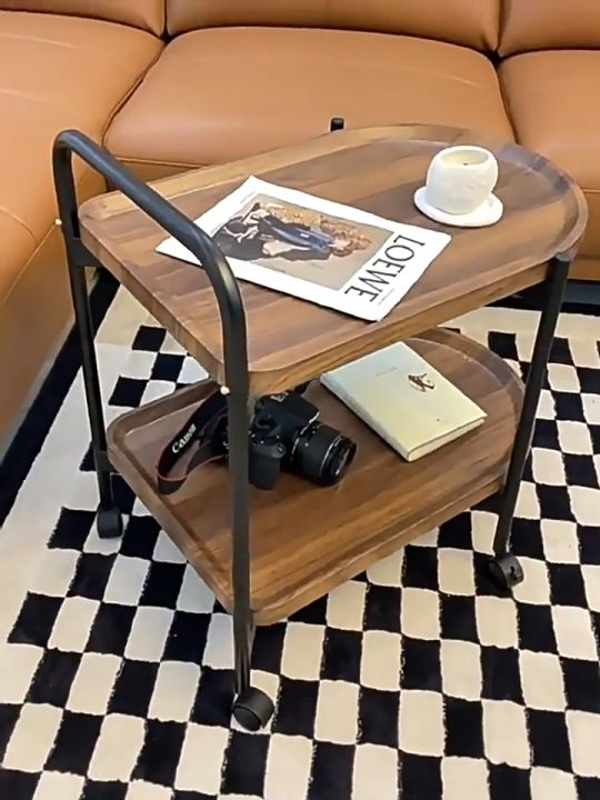 Sofa Side Table Movable Corner Table Tea Table Wooden Kitchen Trolley ...