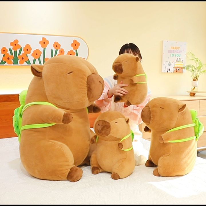 Capybara Plush Toy With Turtle Backpack 25-55cm Cute Capibara Doll ...