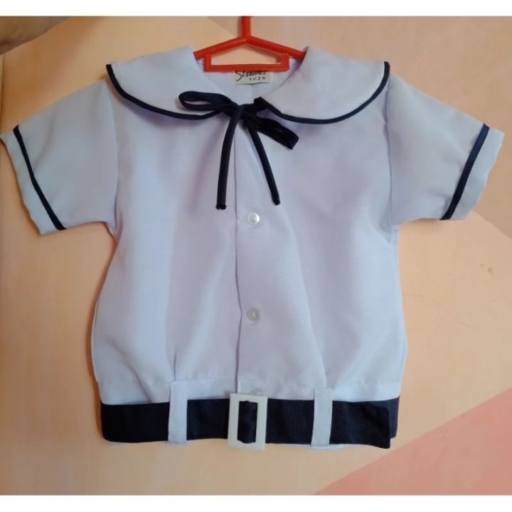 Blouse School Uniform w/ Belt ( NAVY BLUE ) | Lazada PH