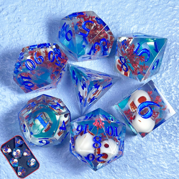 7pcs Skull Bones Resin Dice Sets for COC MTG RPG Role Playing Dungeons ...