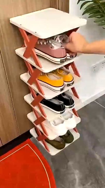 ORANGE Rak Sepatu Plastik 4 Susun Model Silang X Rak Serbaguna - Rak ...
