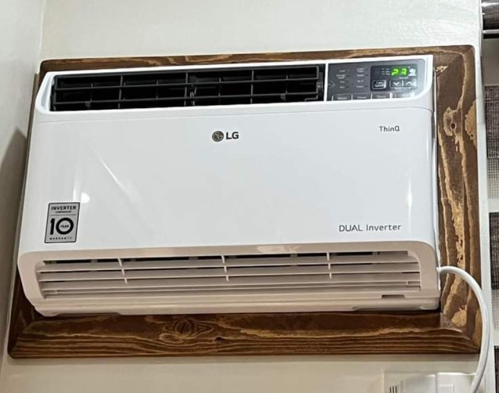 Aircon Wood Frame for Window Type Aircon Walnut(No Drill Easy to ...
