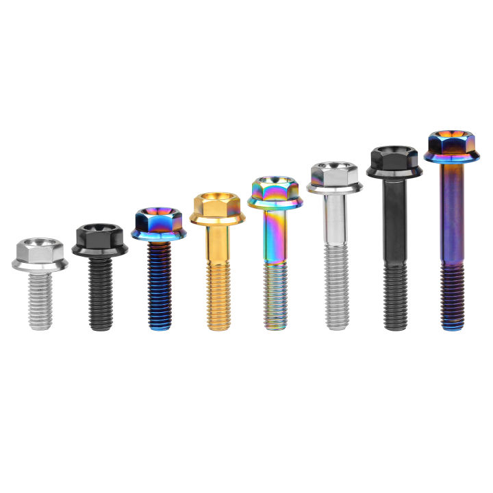 Wanyifa Titanium Bolt M8 Hex Screw Flange Head DIN 6921 Titanium Alloy Fasteners 20 25 30 35 40 ...