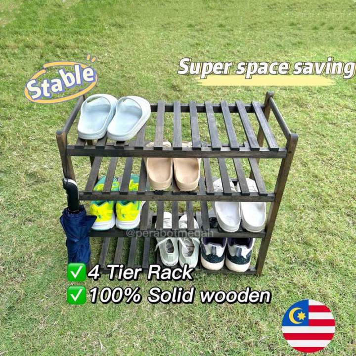 3 Tier/ 4 Tier Wooden Shoe Rack/ Rak Kasut Kayu | READY STOCK | Lazada