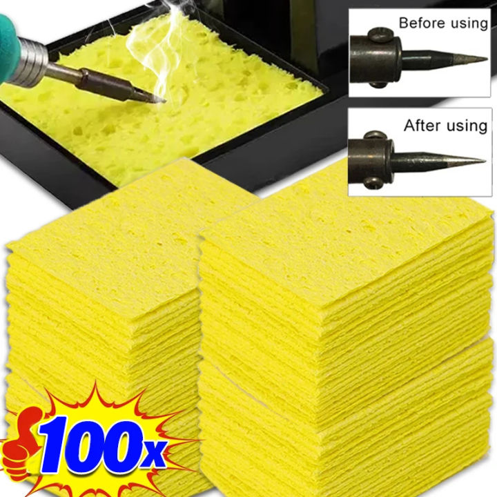 100Pcs Soldering Iron Cleaning Sponge Electric Welding Tip Sponge High ...
