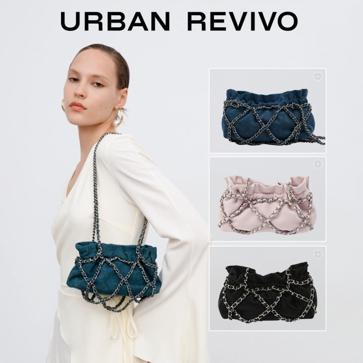 URBAN REVIVO กระเป๋าโซ่ กระเป๋าโซ่สีดำ กระเป๋าสะพายคอ กระเป๋าถือ ...