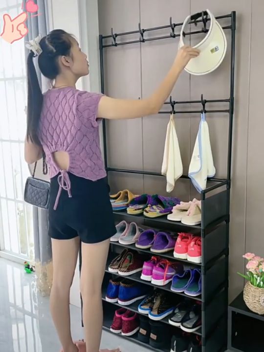 Wenner 5 Layers Shoe Rack with Hanger Rack Heavy Duty Multifunction ...