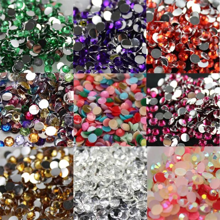 2000pcs 2mm round FlatBack Non-hotfix Resin rhinestones acrylic crystal ...