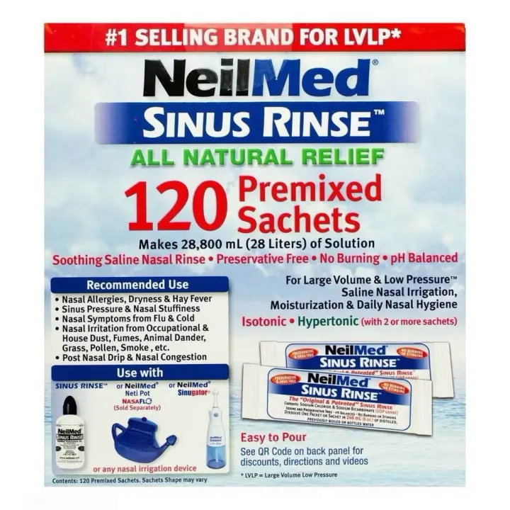 Neilmed Sodium Chloride Sinus Rinse Premixed Sachets Refill (120's ...