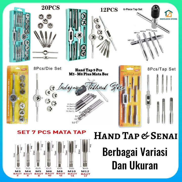 Set Hand Tap Dan Senai Berbagai Variasi Dan Ukuran Alat Pembuat Drat ...