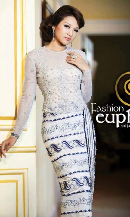 MYANMAR TRADITIONAL DRESS WITH LONGYI AND SCARF | Lazada