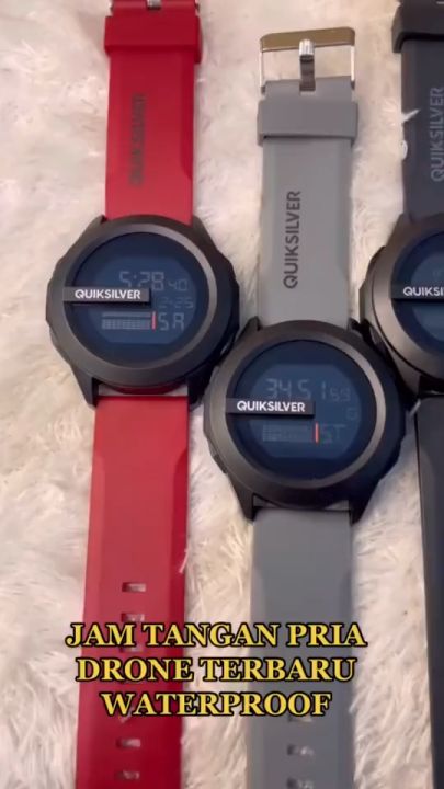 Jam Tangan Pria QuikSilver Drone Strab Rubber Digital Water Resist ...