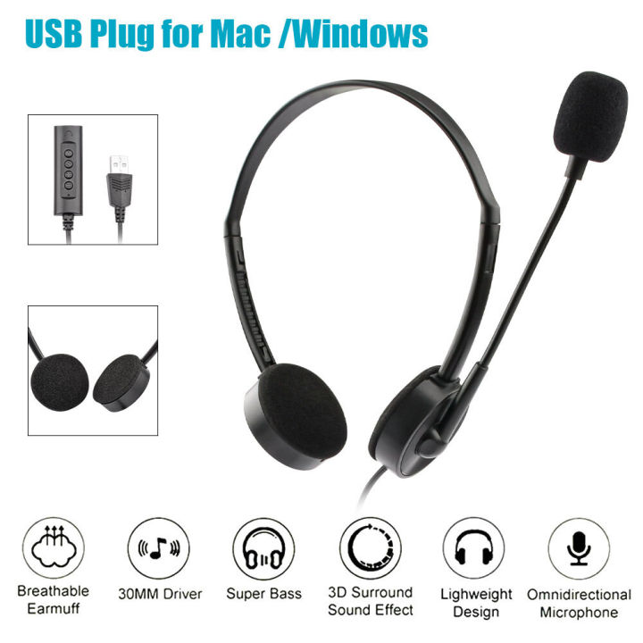 NicEseed Wired Headphones USB/Type C/3.5mm Call Center Headset ...