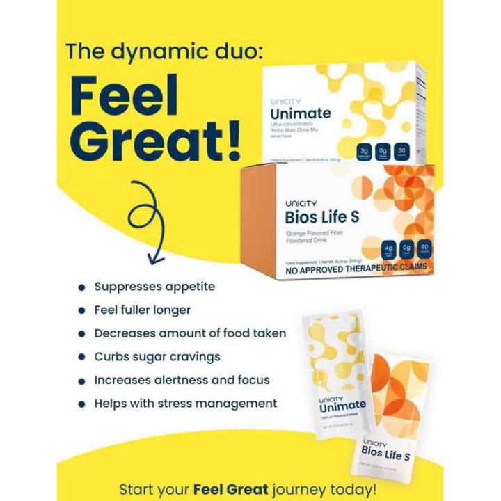 UNICITY Feel Great Pack - Bios Life S 60s and Unimate Lemon 30s set ...