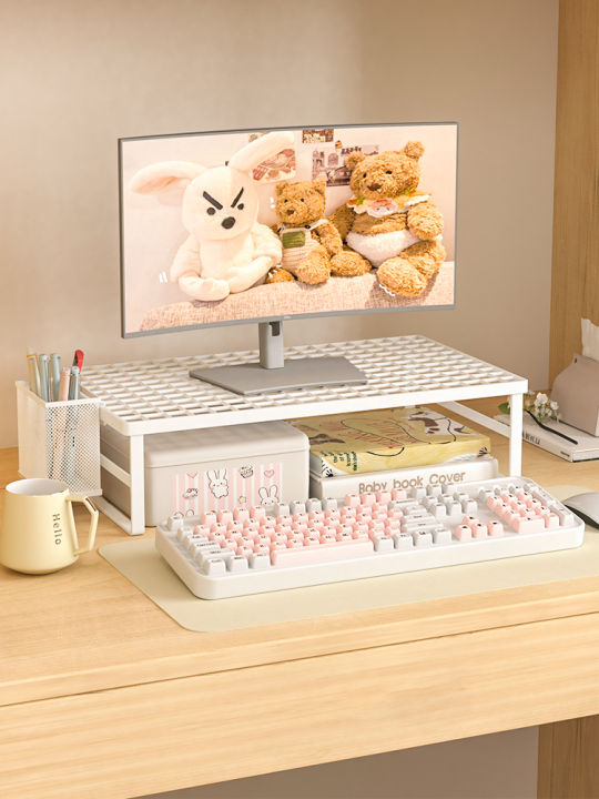 Desktop Computer Riser Rack Dormitory Storage Shelf Laptop Monitor ...