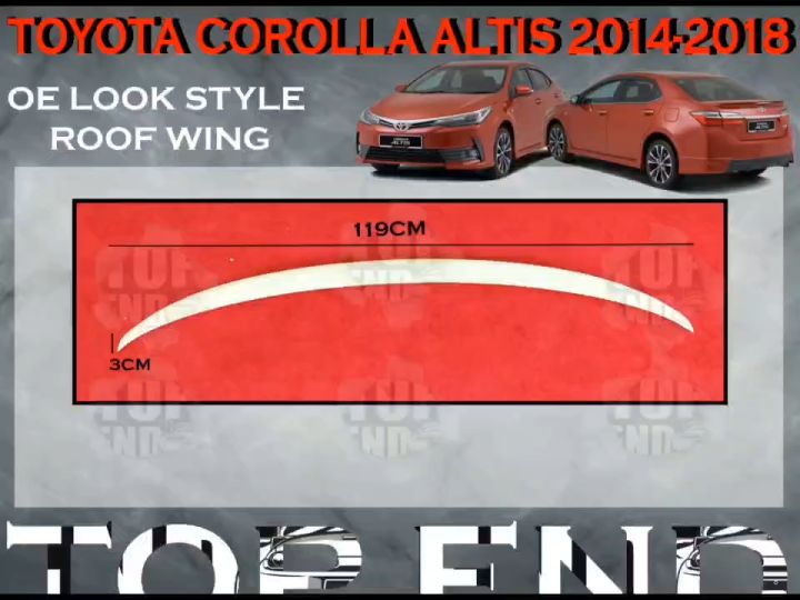 TOYOTA COROLLA ALTIS 2014-2018 OE SPOILER REAR BONNET SPOILER WING ...
