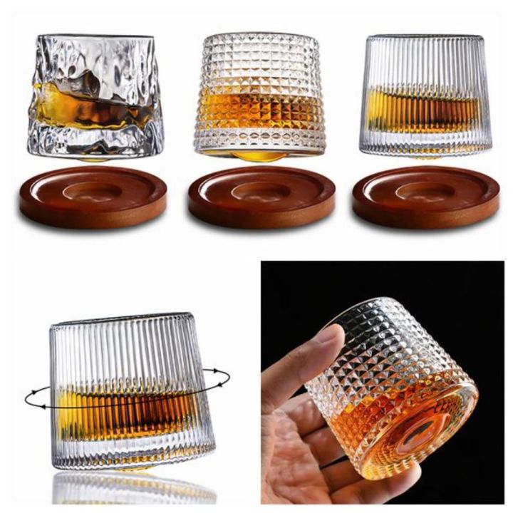 Whiskey Glasses Rotating Whisky Glass with Base 360 Rotate Degrees ...