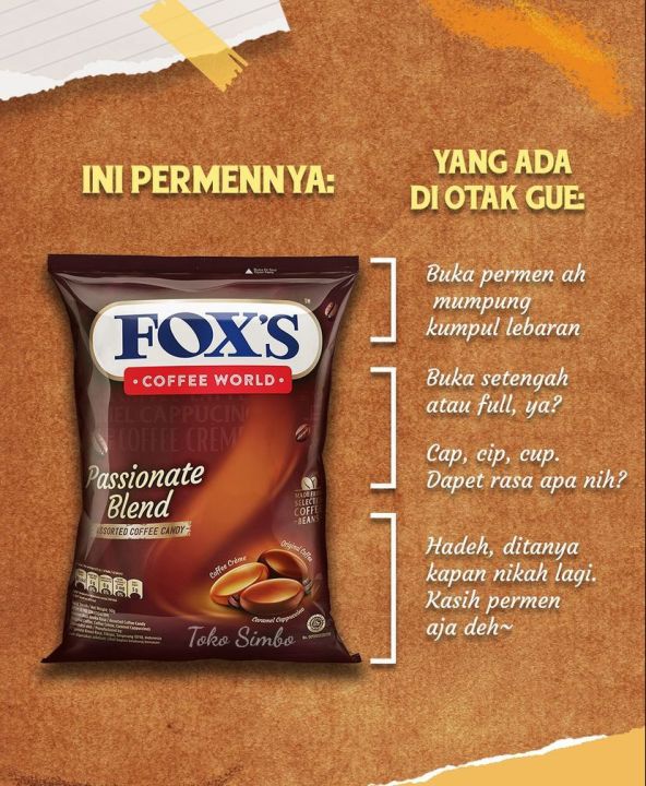 permen kopi fox's Fox coffe candy 3 rasa isi 50 butir | Lazada Indonesia